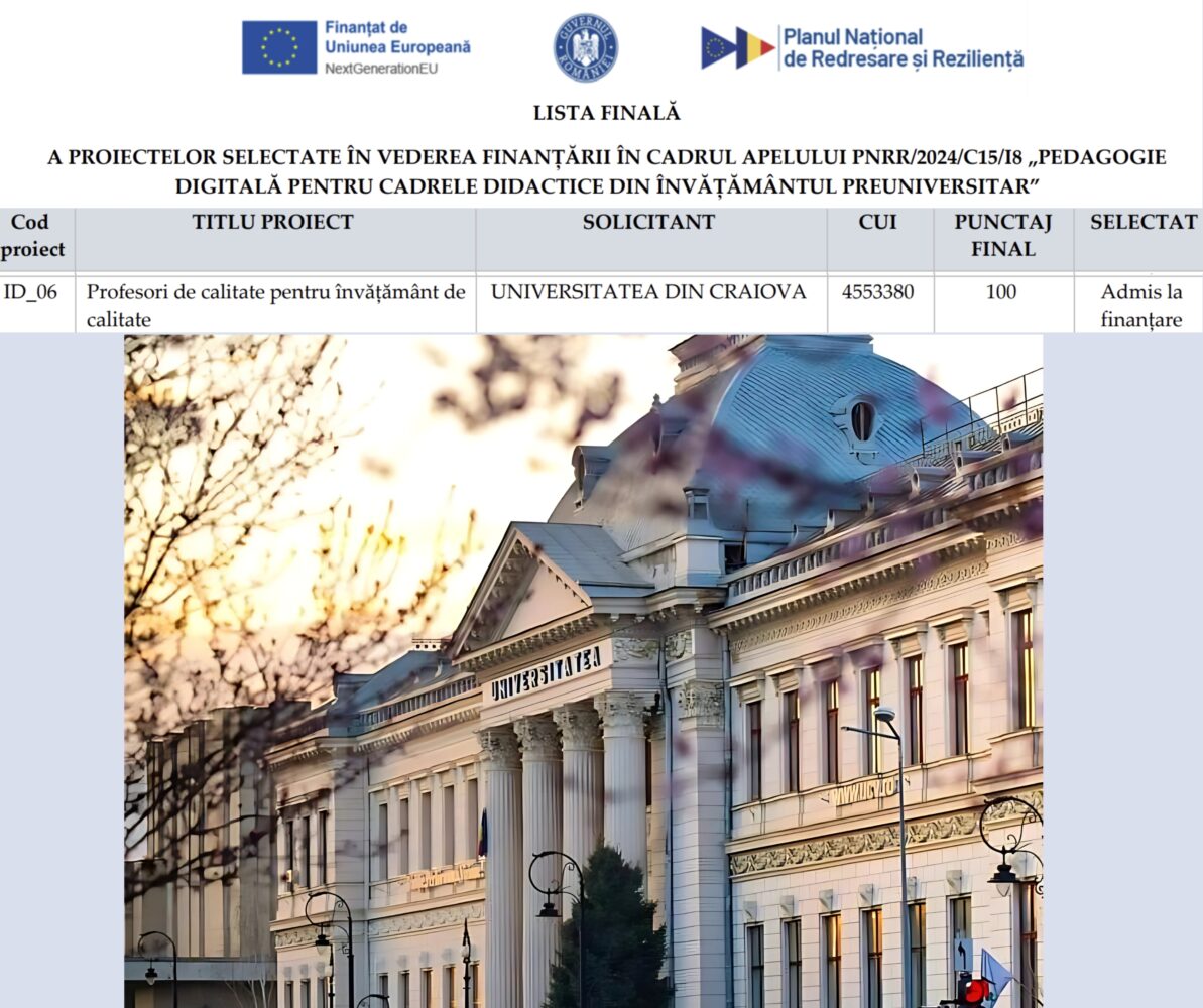 Universitatea din Craiova va instrui 3.000 de cadre didactice în ...